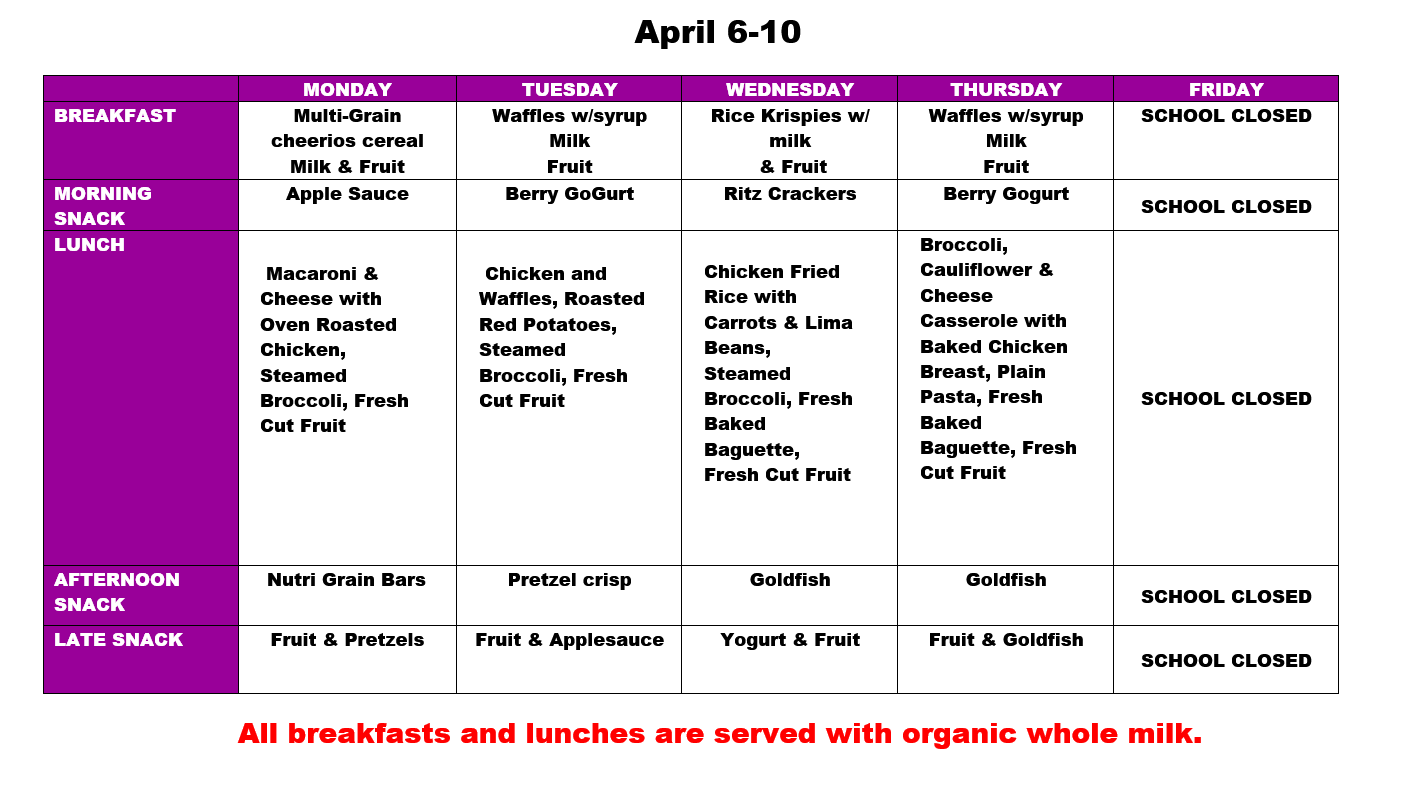 RedRose-Montessori-Food-Menu