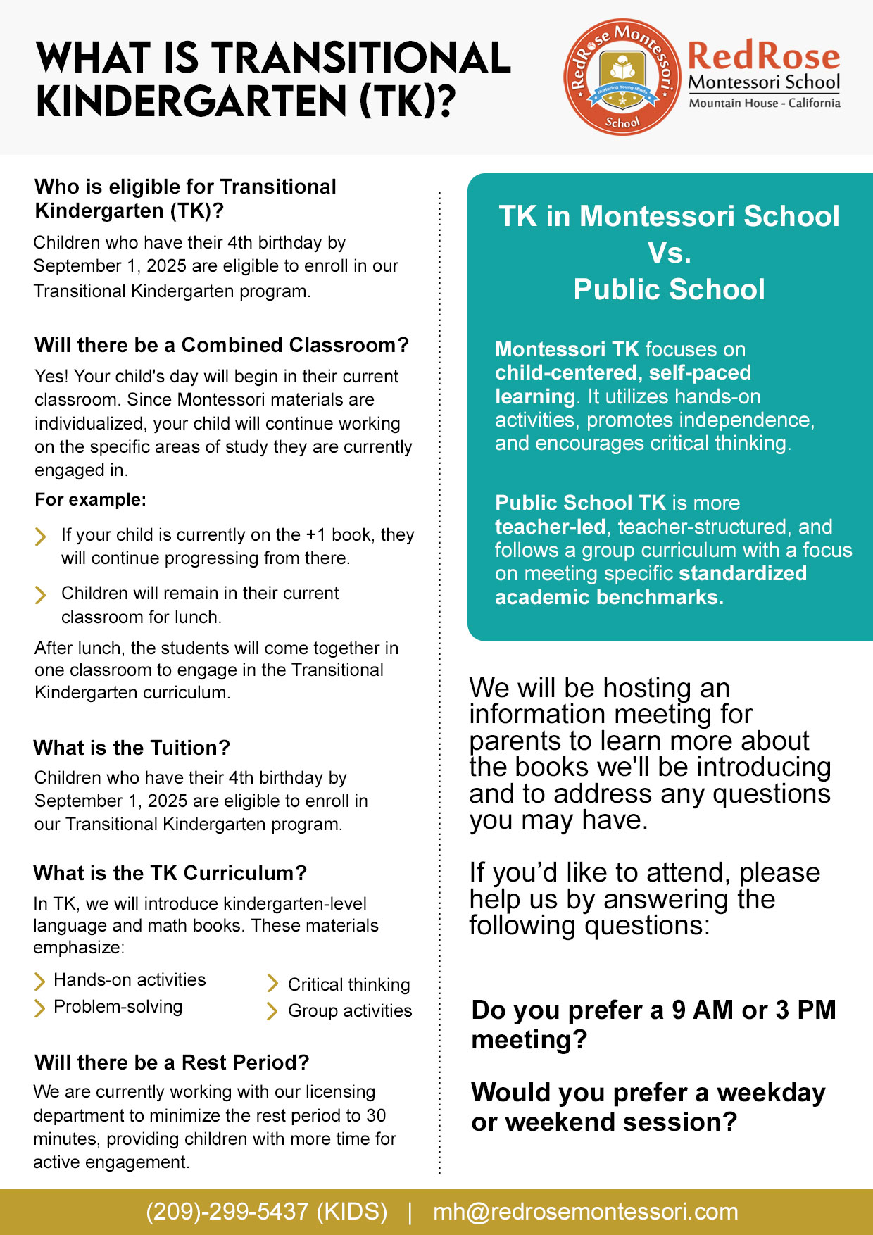 RedRose Montessori - Transition Kindergarten Session